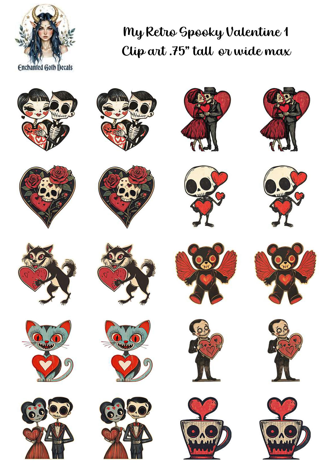 My Retro Spooky Valentine 1 - Clipart – Enchanted Goth Decals