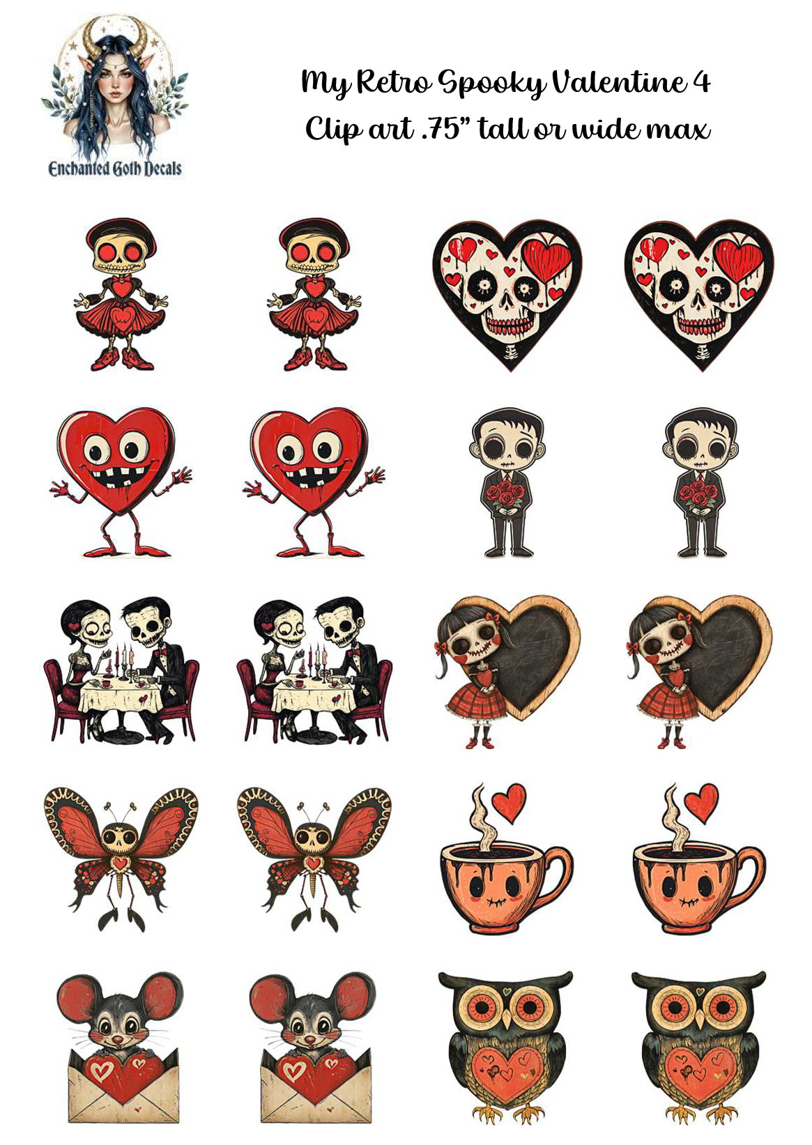 My Retro Spooky Valentine 4 - Clipart – Enchanted Goth Decals