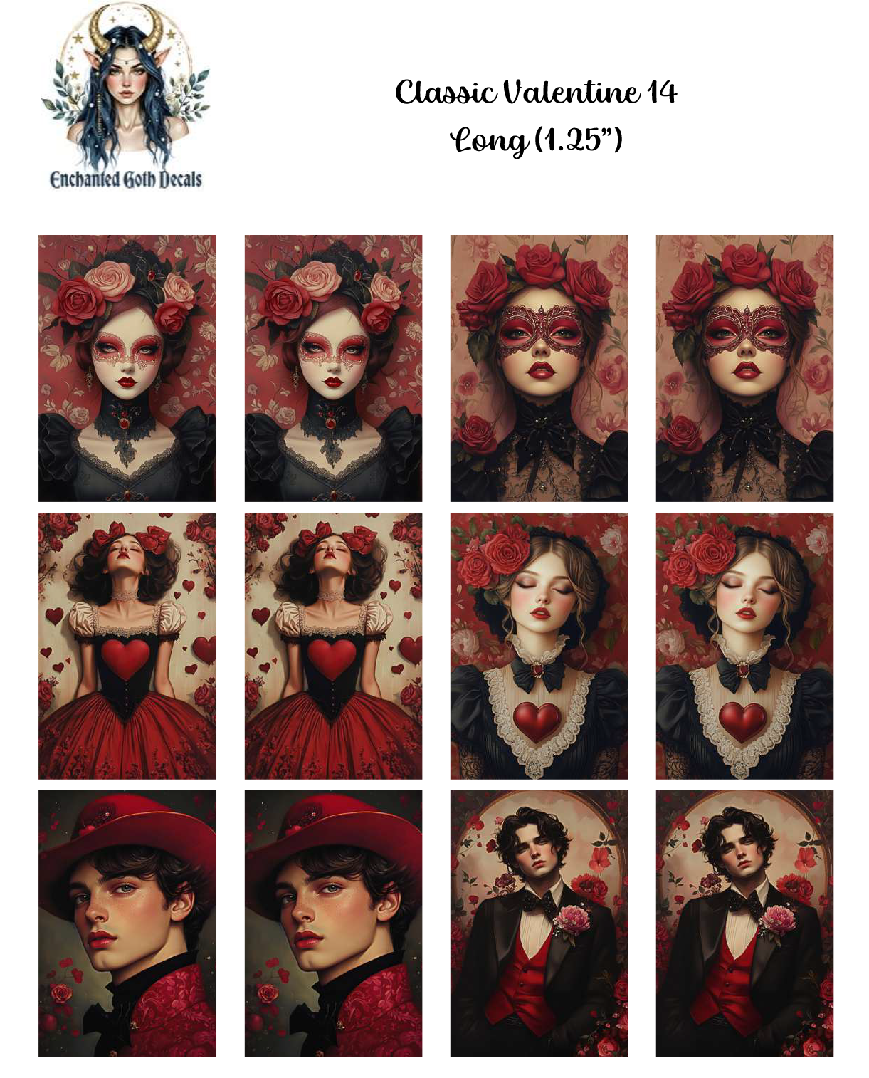 Classic Valentine 14 - Long – Enchanted Goth Decals