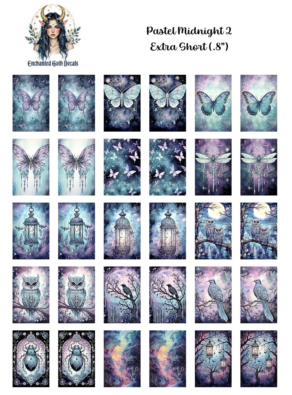 Pastel Midnight 2 - Extra Short – Enchanted Goth Decals