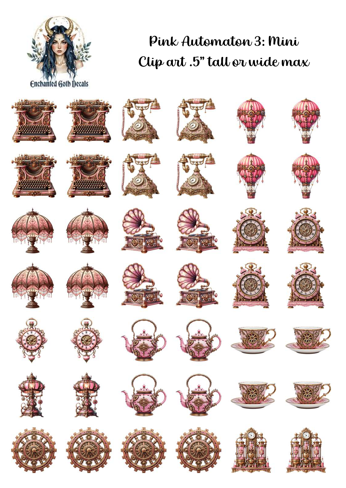Pink Automaton 3 - Clipart Mini – Enchanted Goth Decals