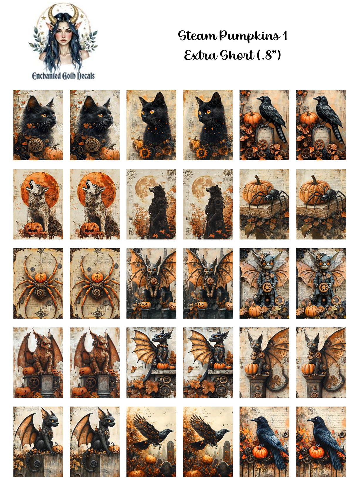 Steam Pumpkins 1 - Extra Short – Enchanted Goth Decals