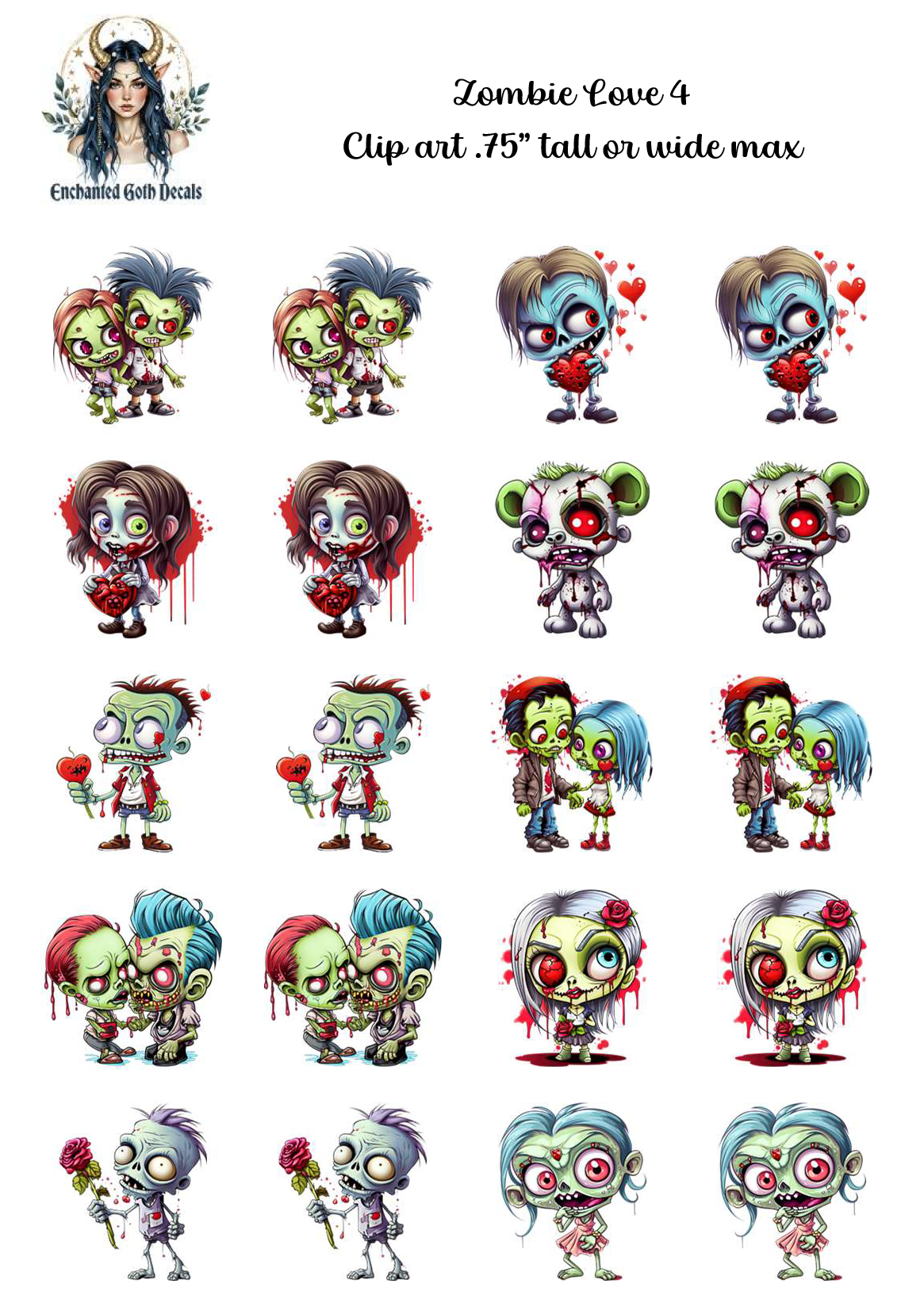 Zombie Love 4 - Clipart – Enchanted Goth Decals
